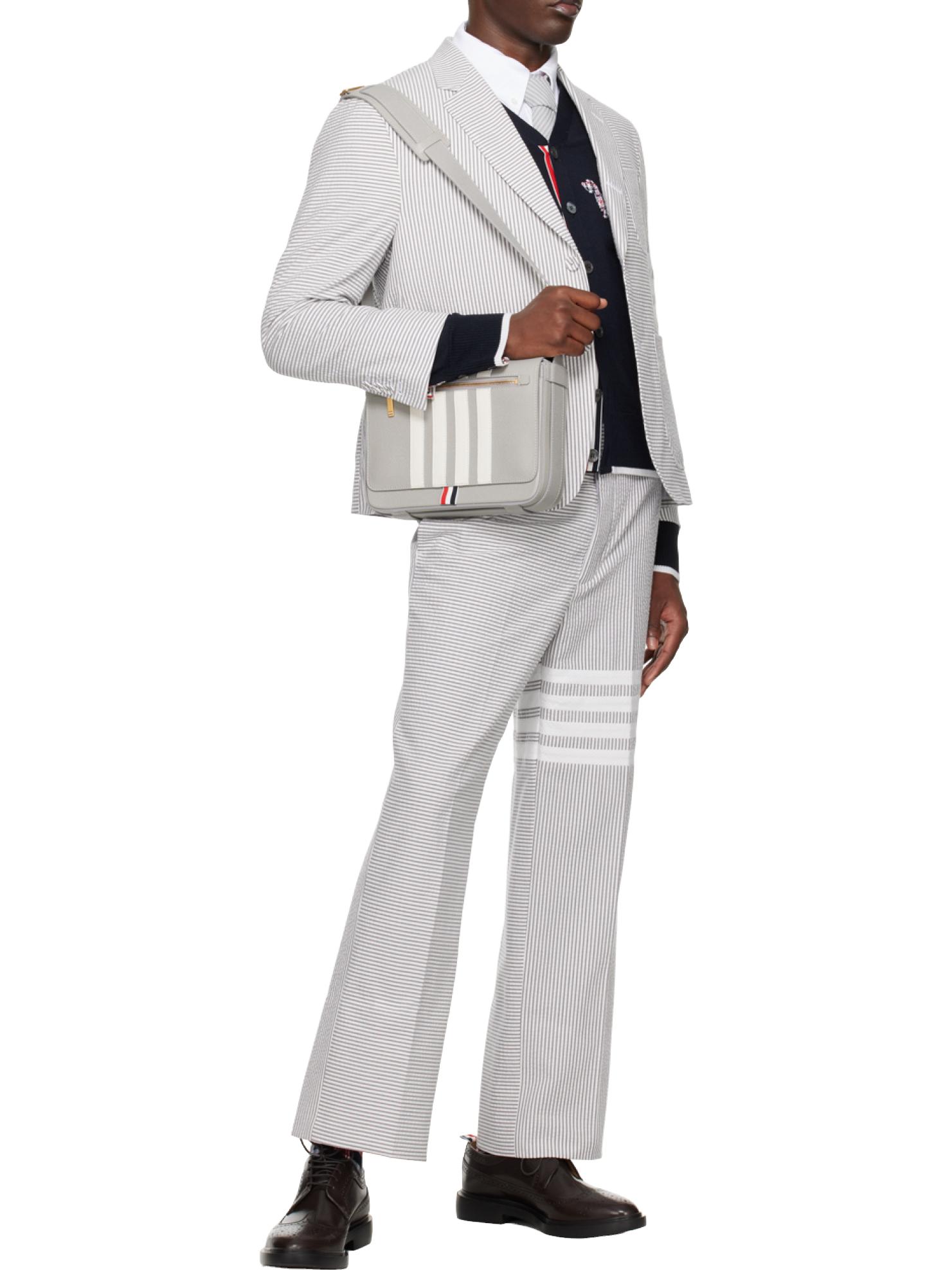 THOM BROWNE Thom Browne Four-Bar Seersucker Low-Rise Trousers